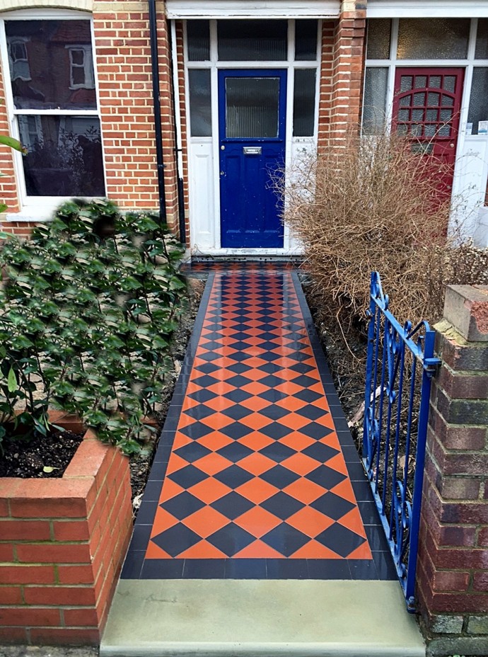Victorian black and red mosaic tile path Catford Lewisham South East ...