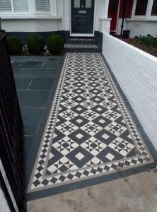 Victorian mosaic paving wall planting storage wrought iron metal gate ...